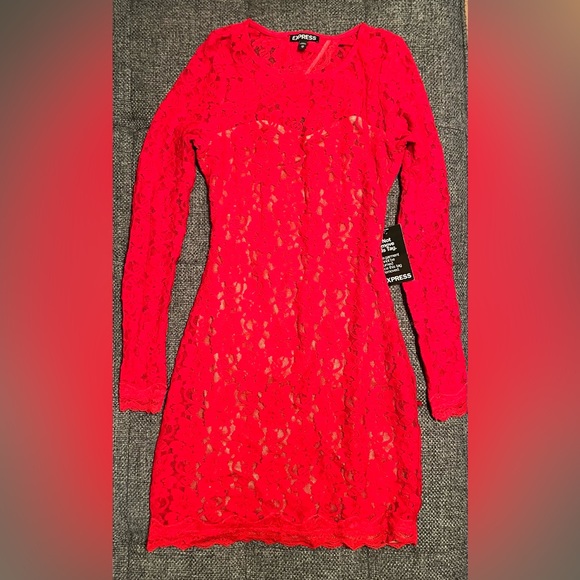 Express | Dresses | New Red Lace Dress Size Xs From Express | Poshmark